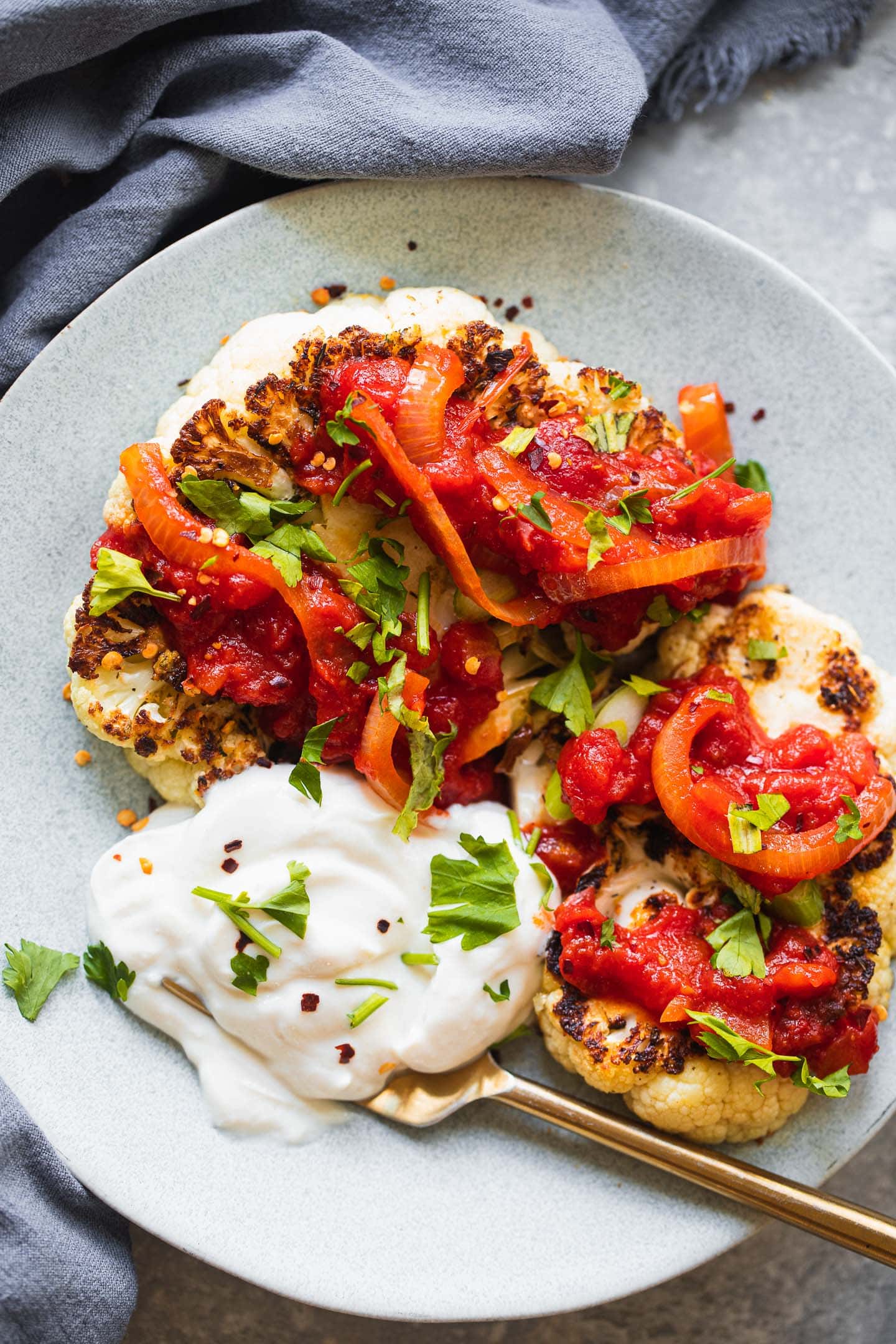 Vegan Cauliflower Steaks With Tomato Sauce Earth Of Maria Vegan Cauliflower Steaks With Tomato Sauce Earth Of Maria